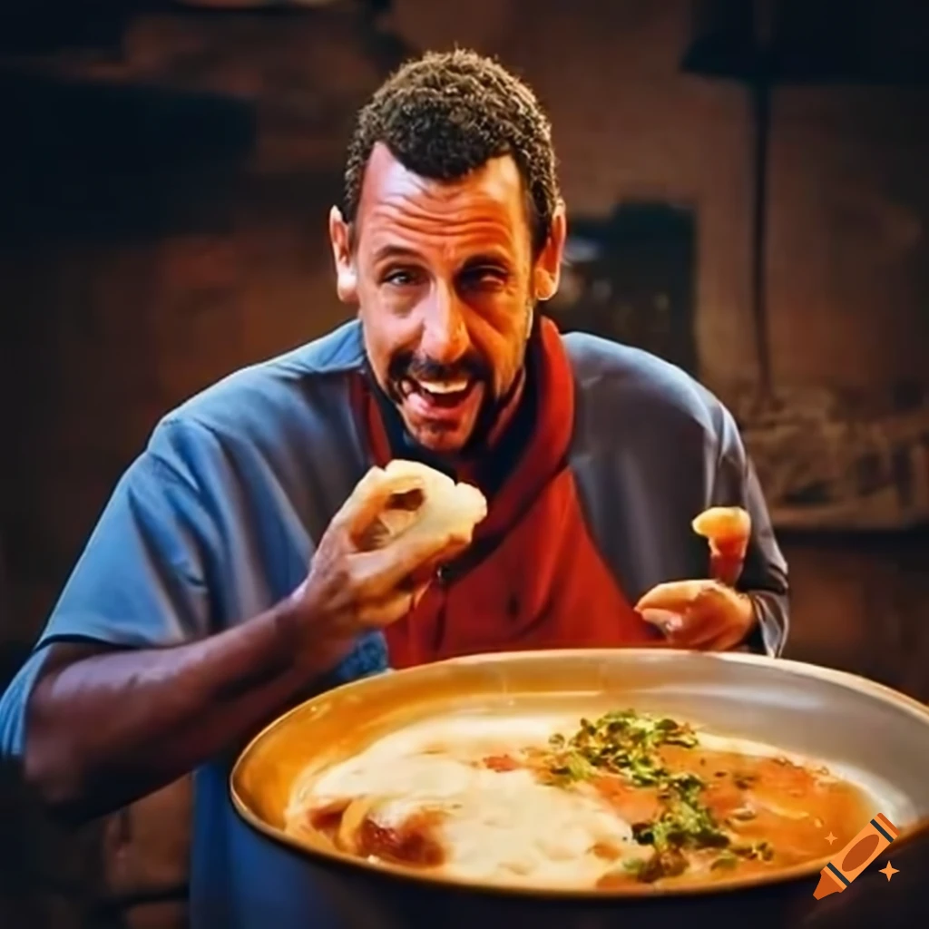 Adam sandler enjoying middle eastern dish in israel on Craiyon