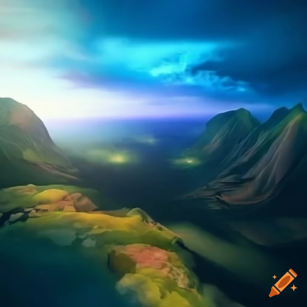 High-tech virtual landscapes on Craiyon