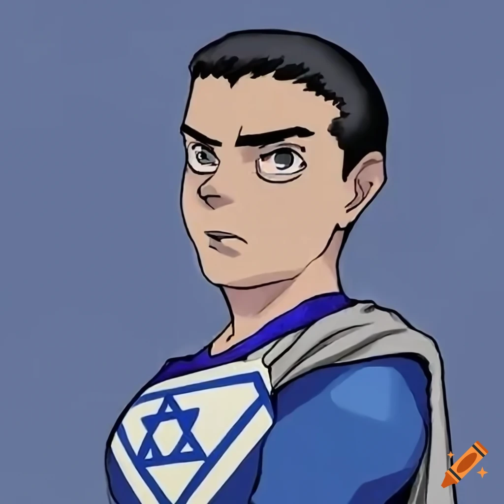 Comic book illustration of a Jewish superhero fighting crime on Craiyon