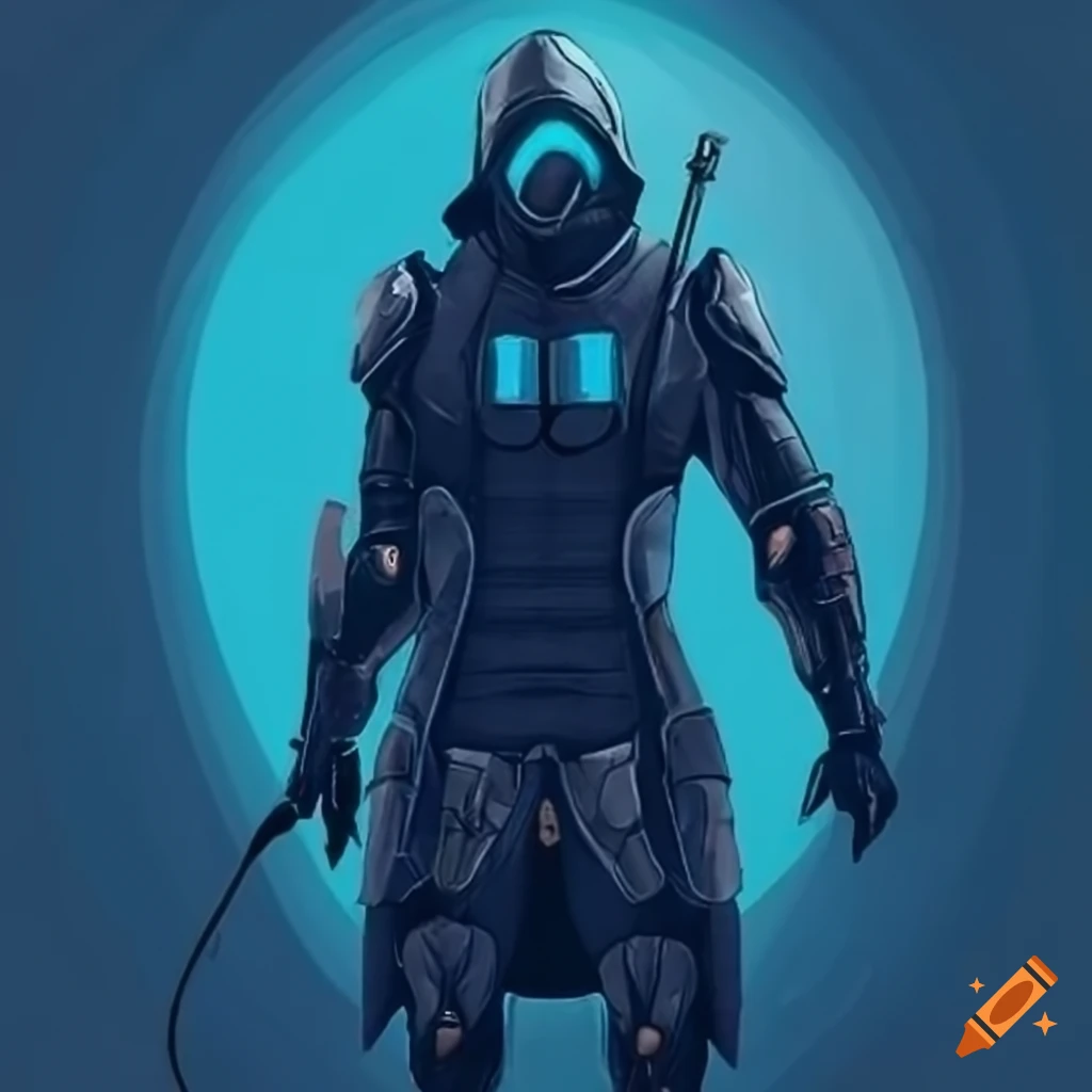 Dark blue high-tech armor with respirator