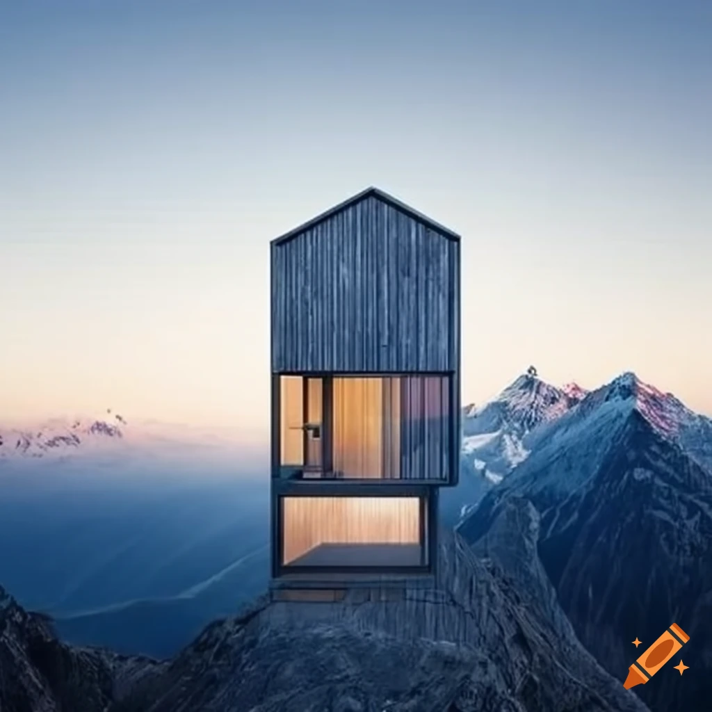 Mountain house under a beautiful sky on Craiyon