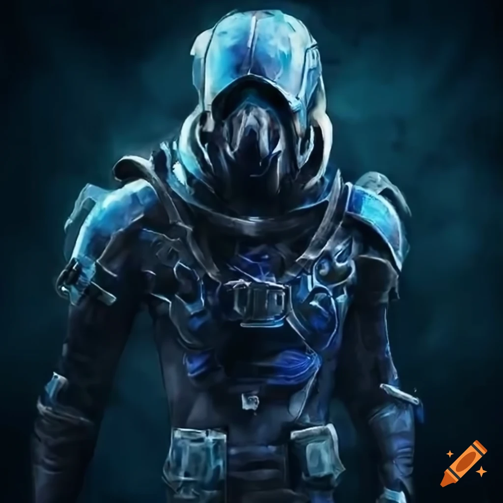 Dark blue high tech armor for a biomedicine assassin