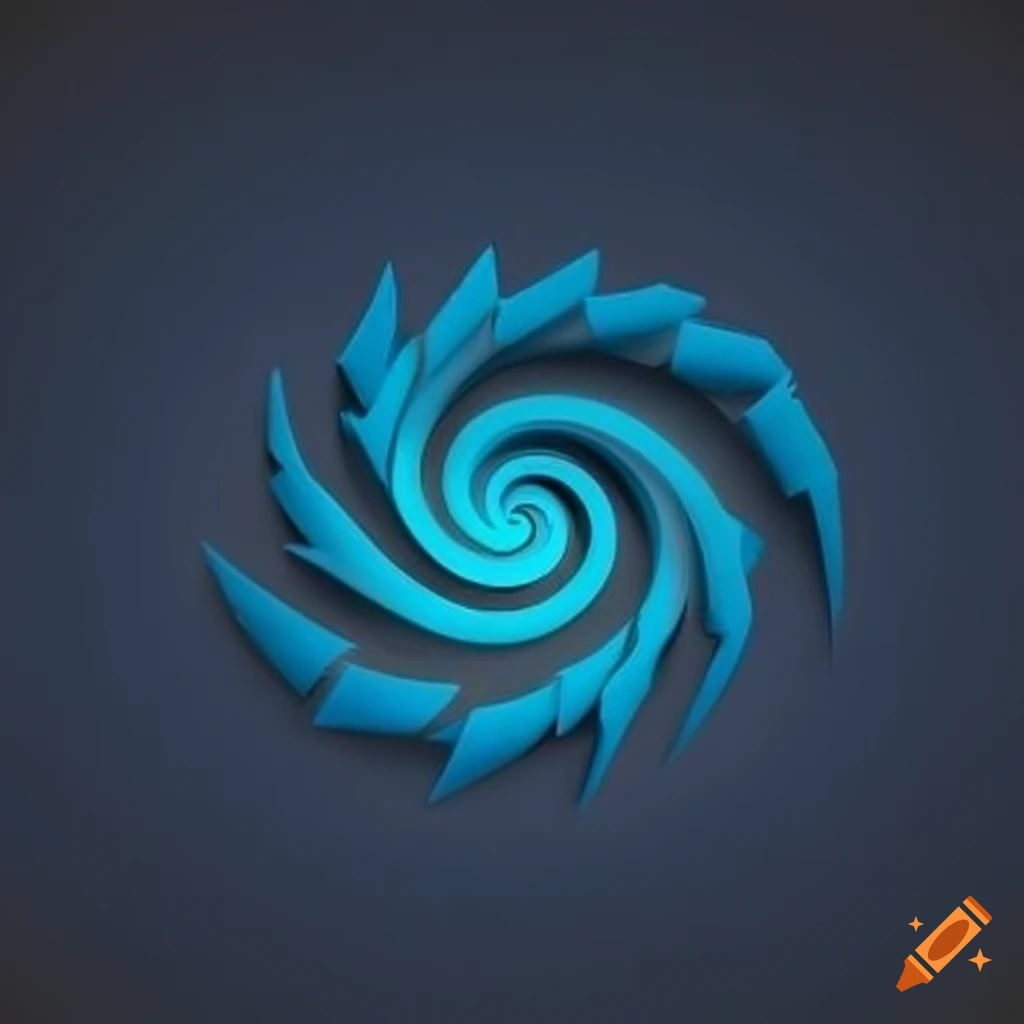 Minimalist grey and blue logo with a spiral on Craiyon