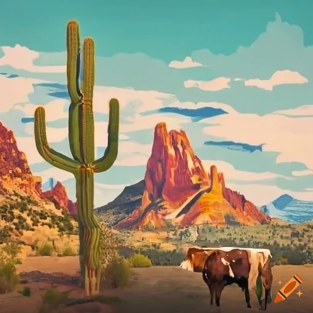 Mural of people drinking milk in arizona mountains on Craiyon