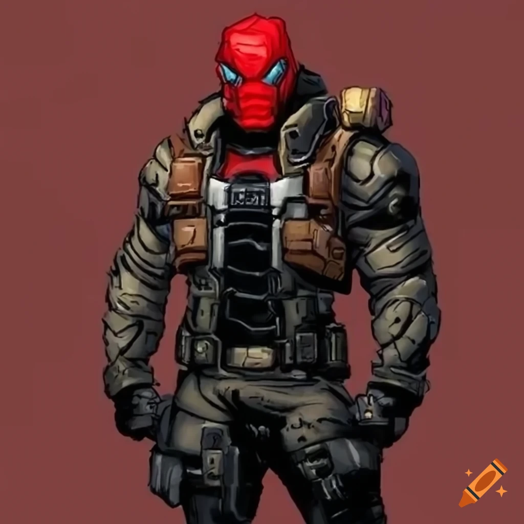 Artwork of red hood and doom guy