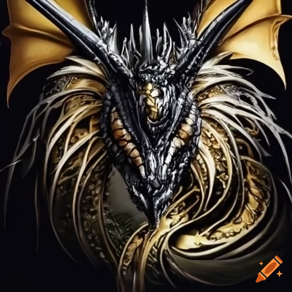 Dragon in giger style on Craiyon