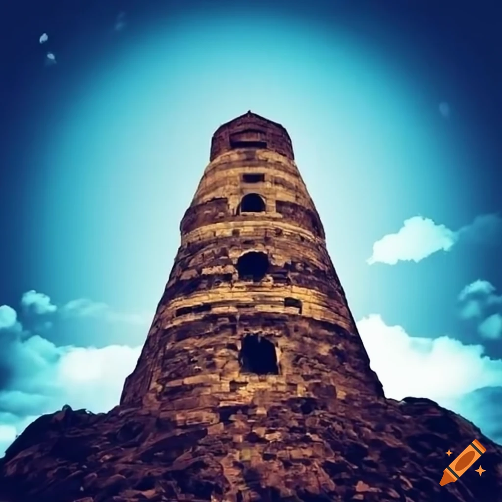 Image of an ancient tower reaching the sky on Craiyon