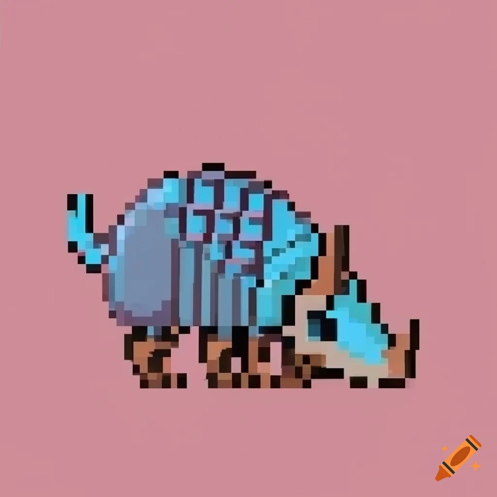 Retro pixel art of a baby armadillo on Craiyon