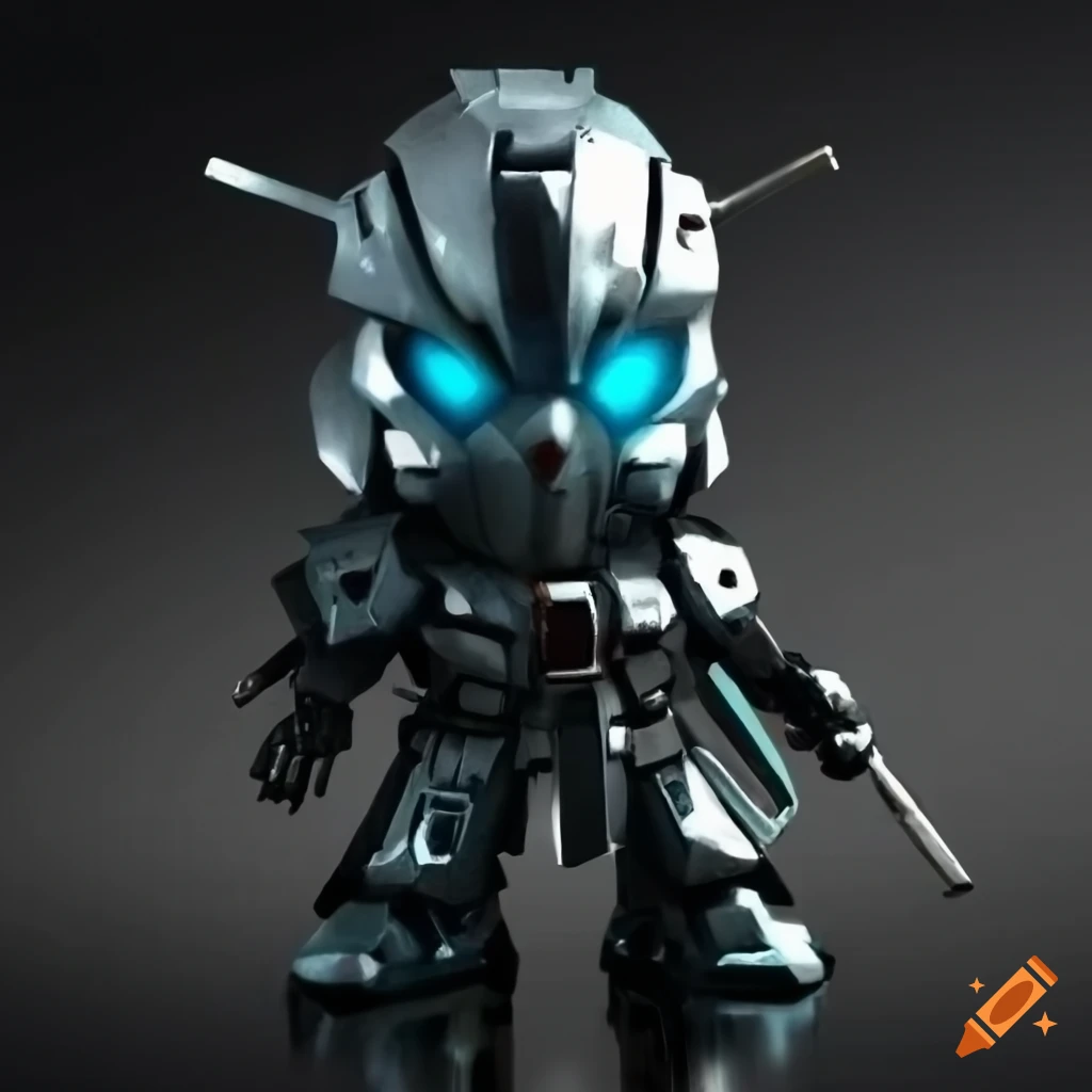 Chibi gundam robot with googly eyes on Craiyon