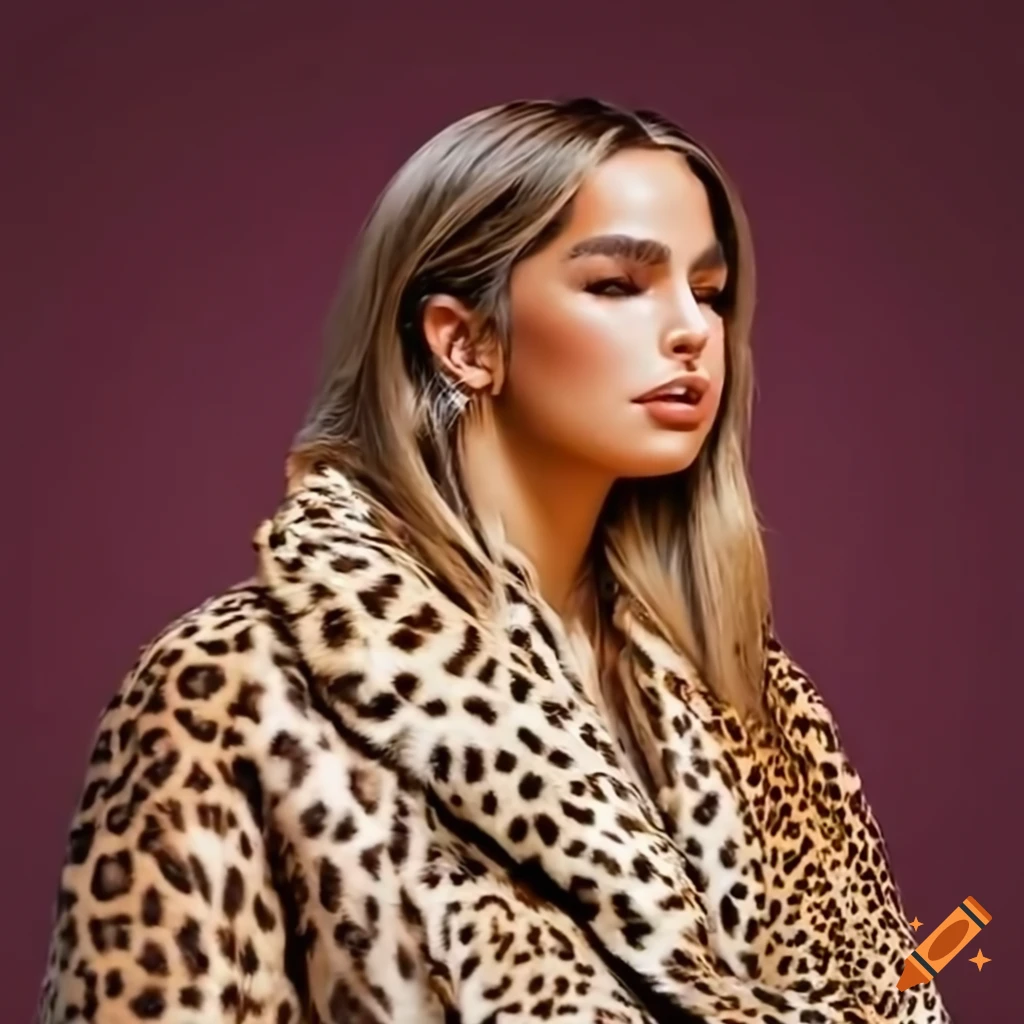 Addison Rae wearing leopard print coat on Craiyon