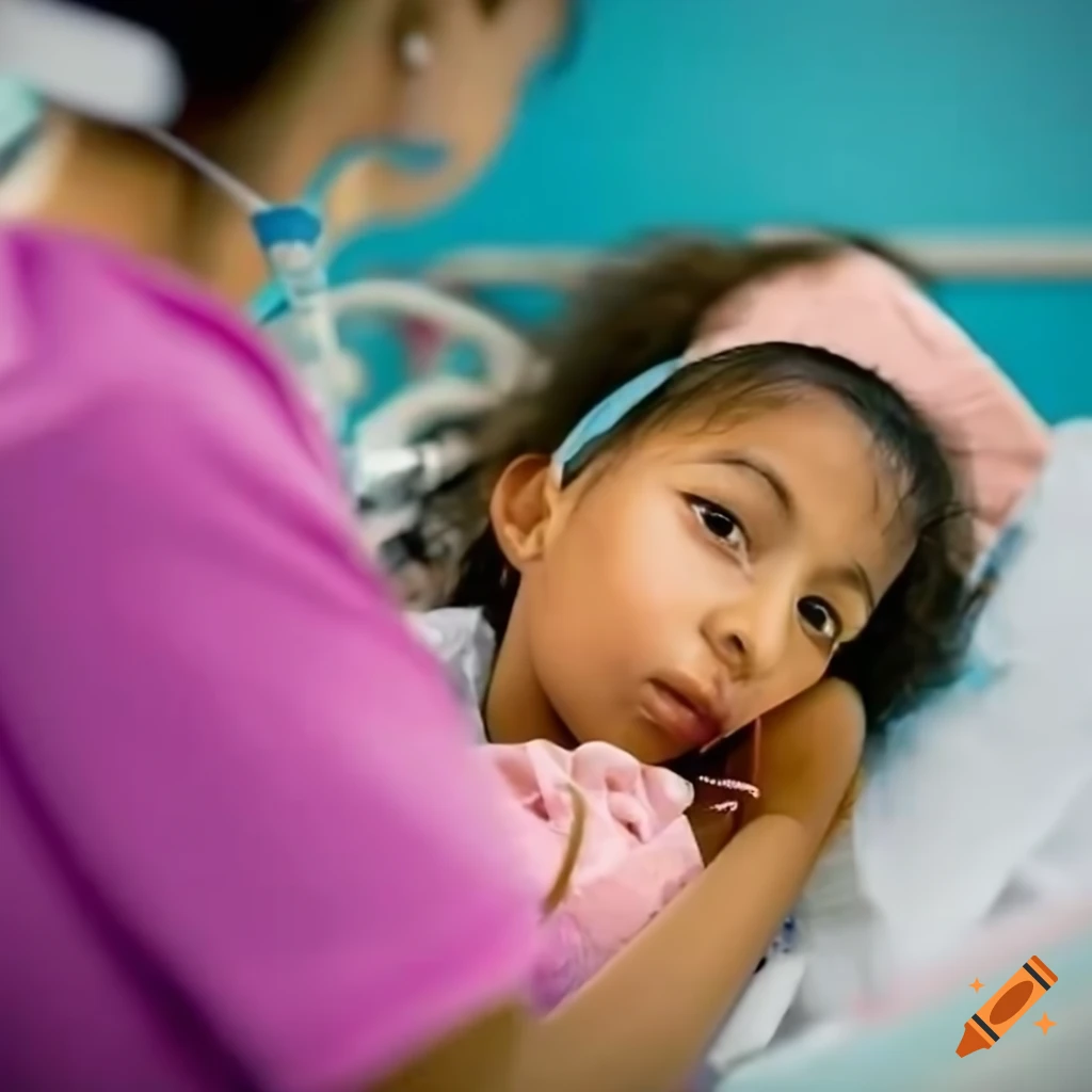 A little girl receiving treatment in a hospital emergency room