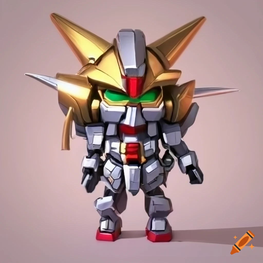 Chibi gundam robot with metallic armor on Craiyon