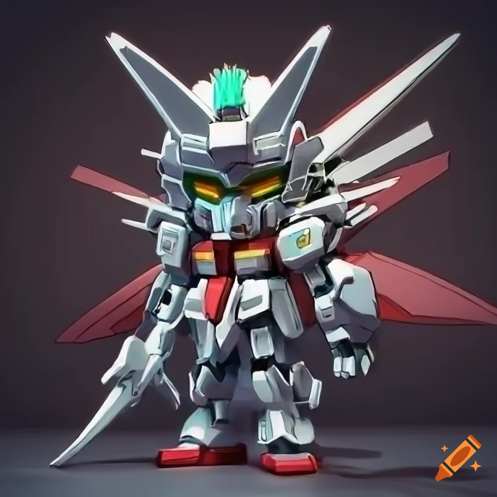 Chibi gundam robot with metallic armor on Craiyon