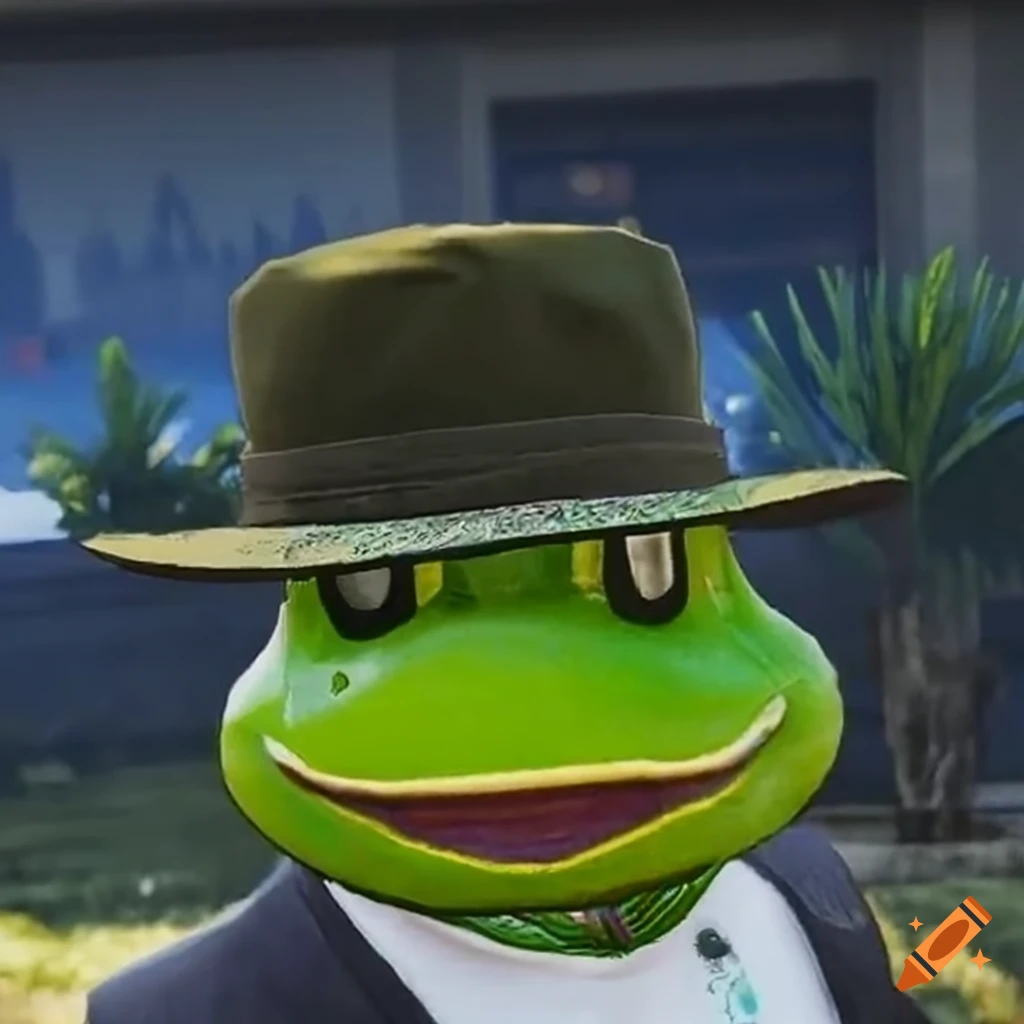 Funny image of a frog with a hat in gta v