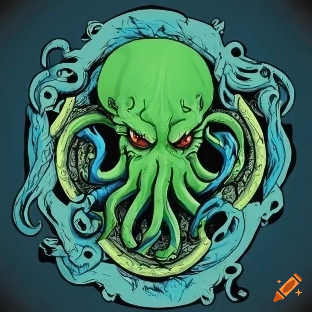 Eldritch cthulhu floating among planets and celestial gas in space on ...