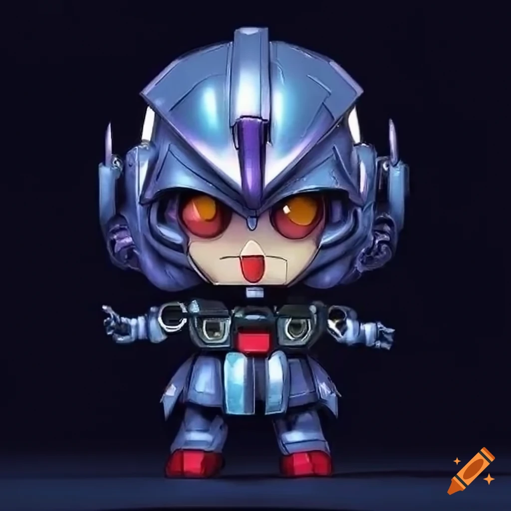 Chibi gundam robot with googly eyes