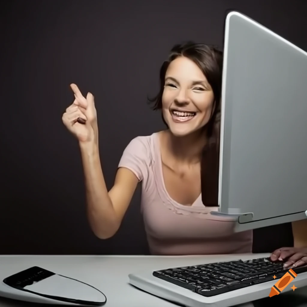 Person using computer with joy on Craiyon