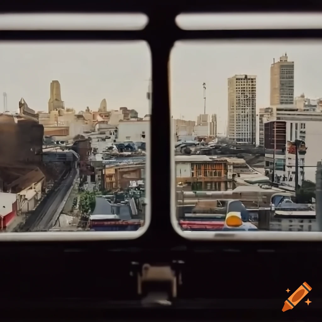 Cityscape view from a train window