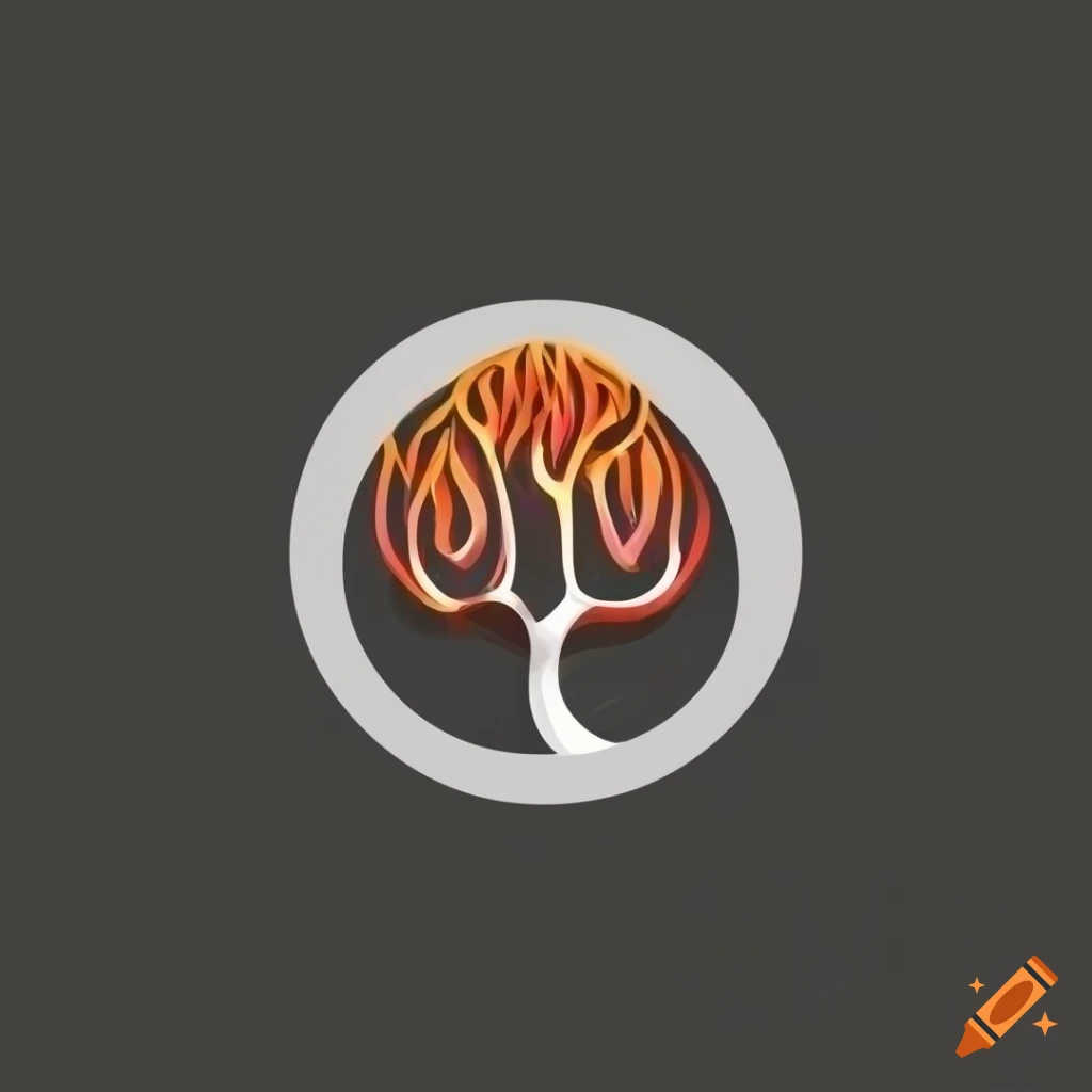 Minimalist logo of a flaming tree