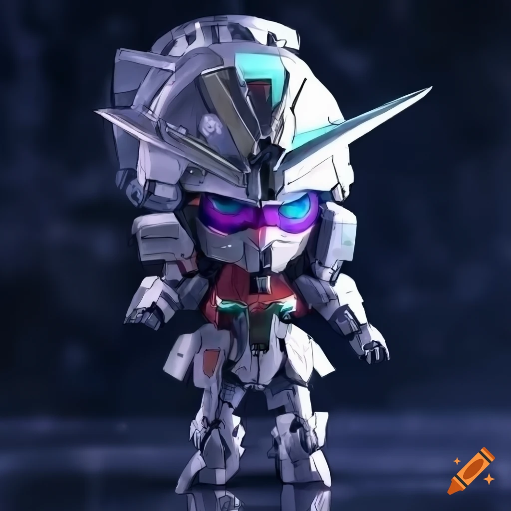 Chibi metallic robot samurai with a ghostly female vocaloid on Craiyon