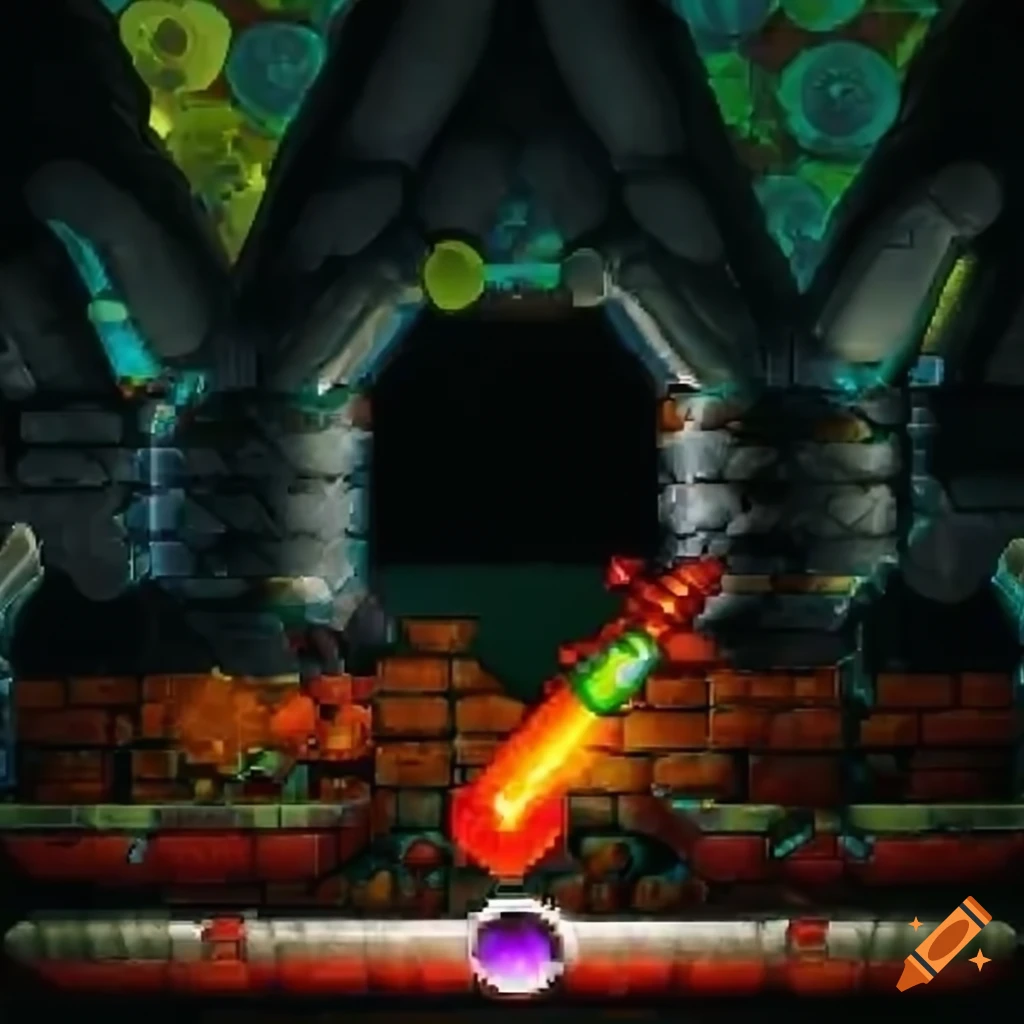 Thick smooth glass and metal pipe tiles in Super Metroid game on Craiyon
