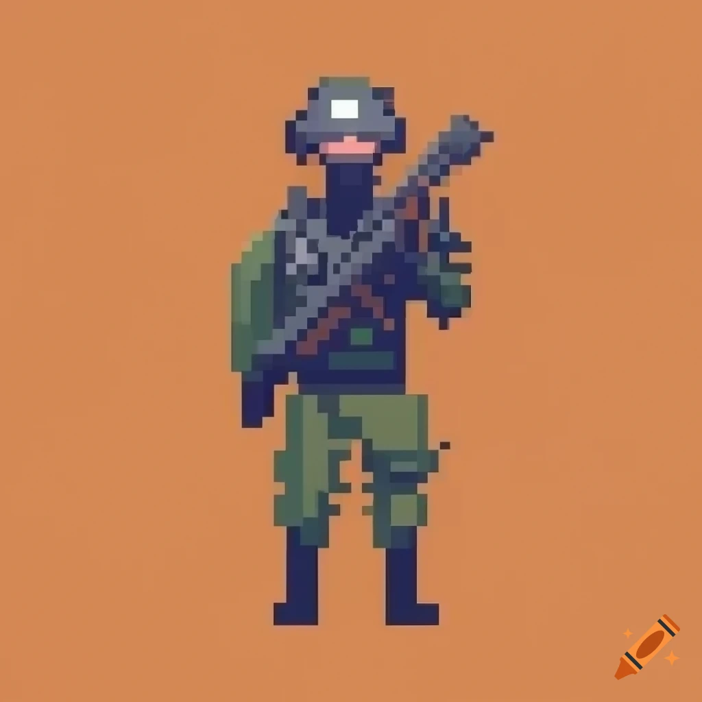 Pixel art soldier character from IDF for video games on Craiyon