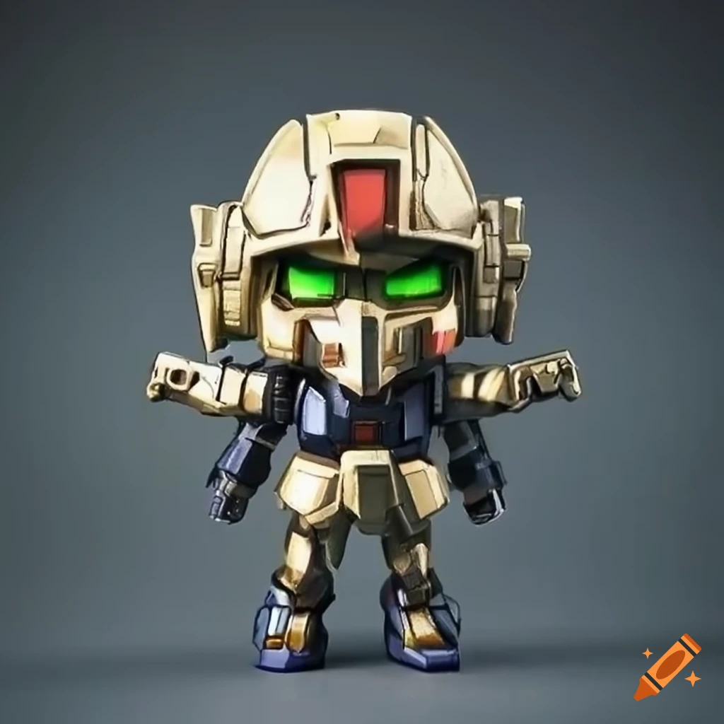 Chibi robot with metallic armor and wings on Craiyon