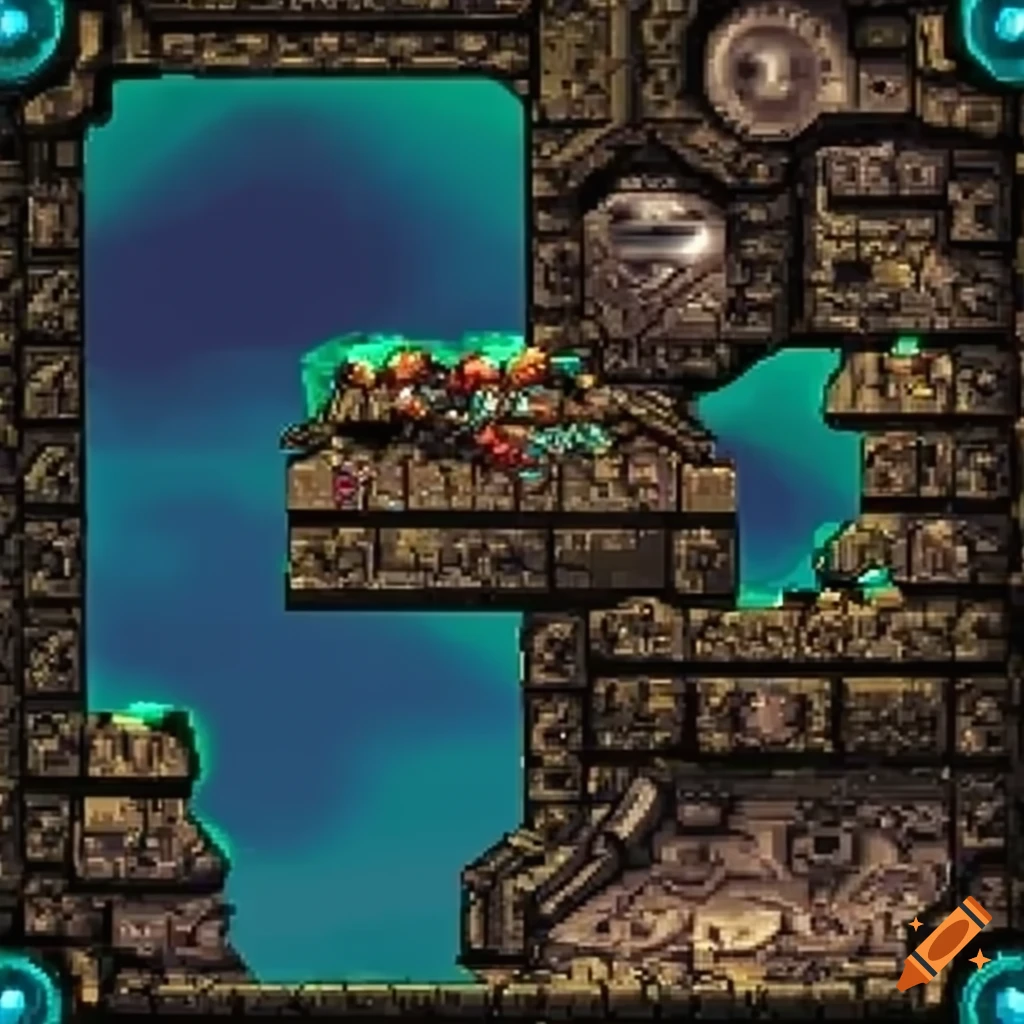Metroid zero mission game crateria tiles on Craiyon
