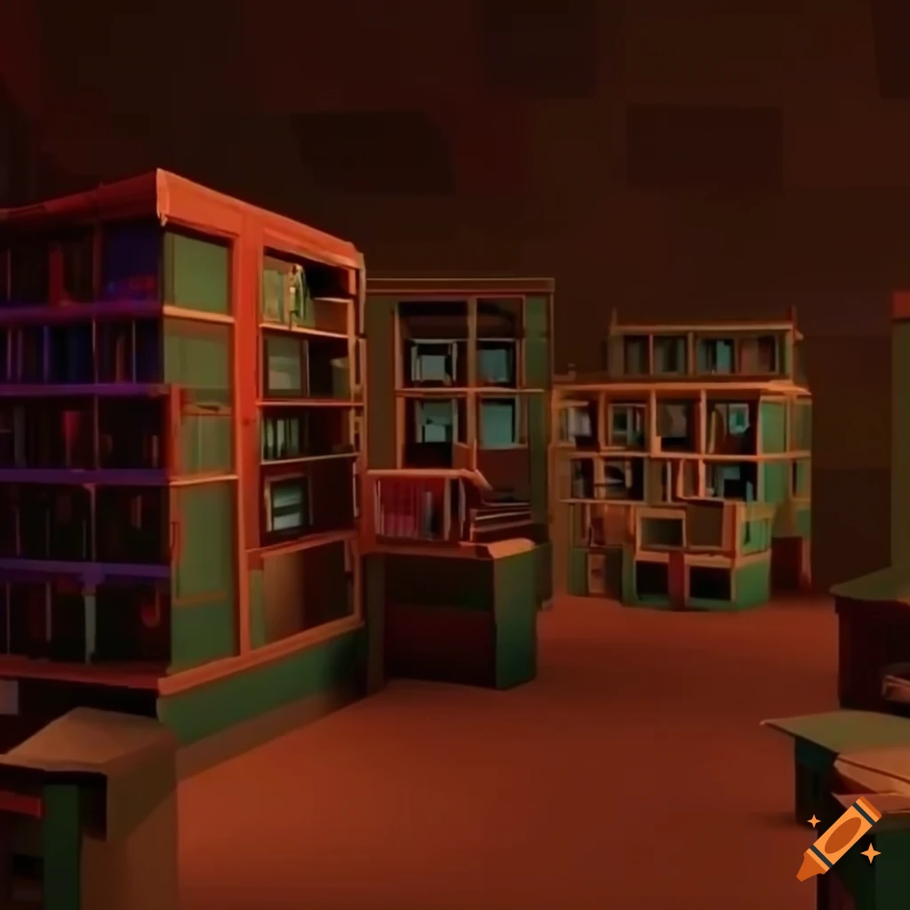 Low poly view of the inside of a chocolate factory on Craiyon