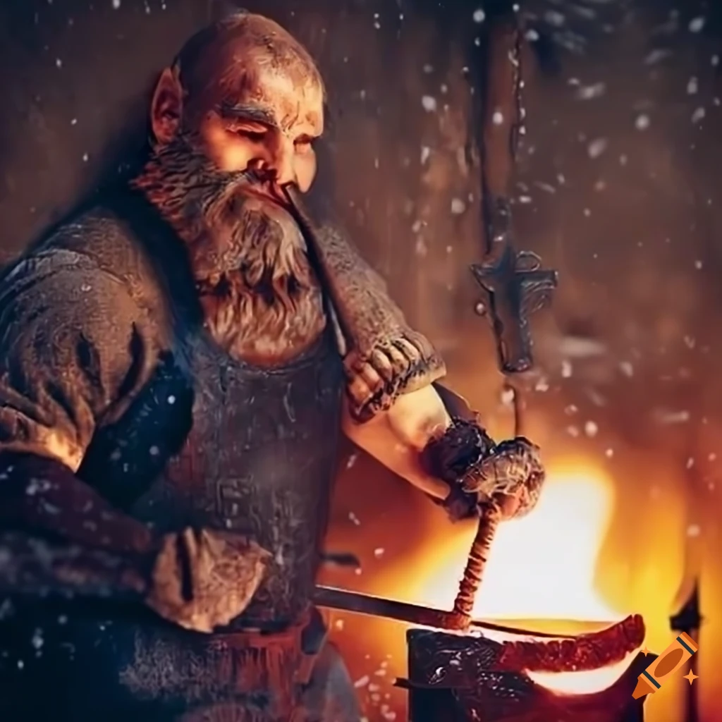 Blacksmith working in a workshop on Craiyon