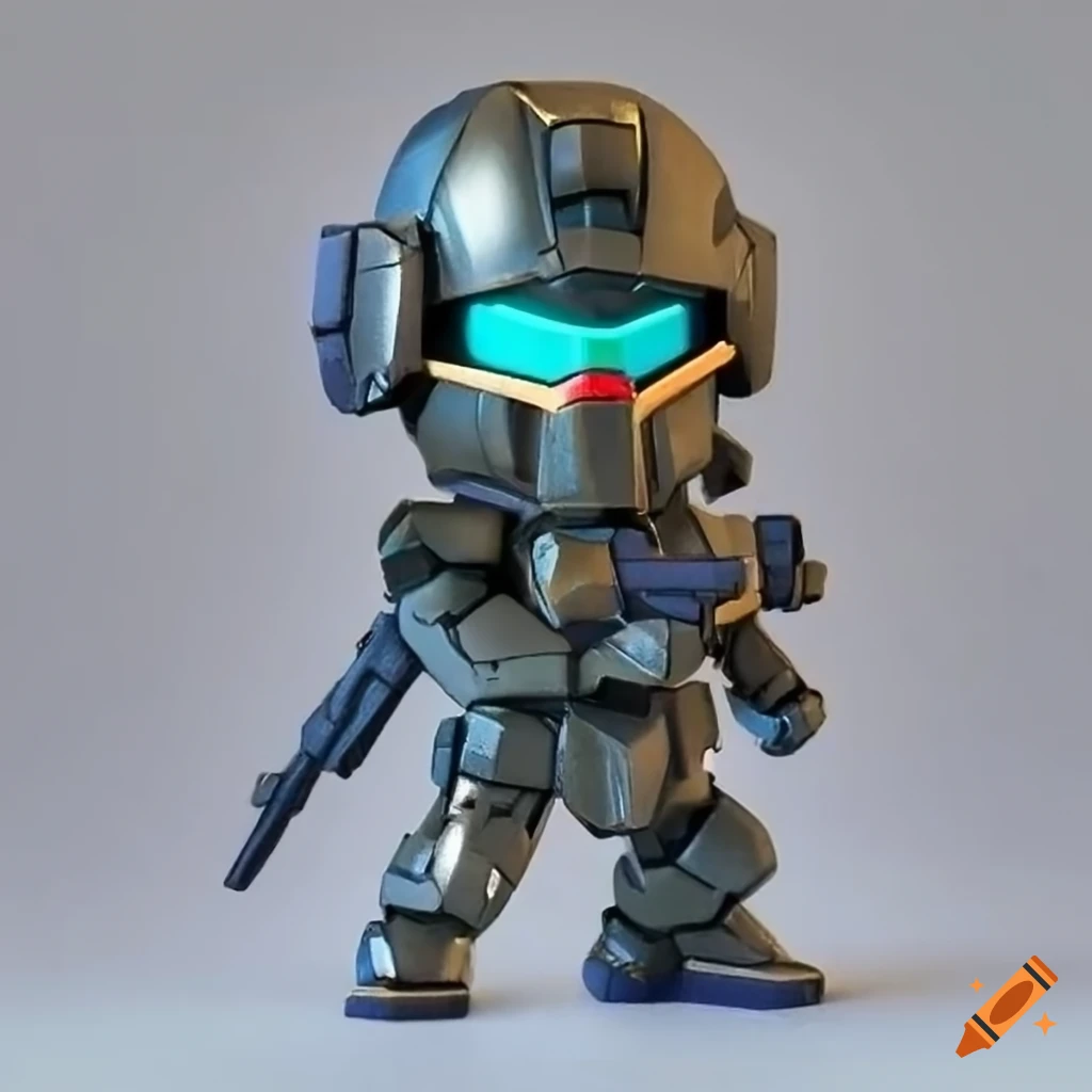 Chibi robot with metallic armor and wings on Craiyon