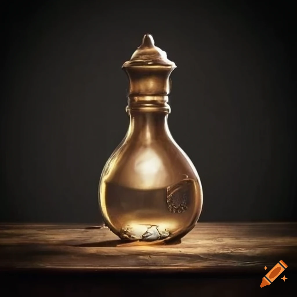 A ceremonial celtic potion with engraved symbols floating on a deep ...