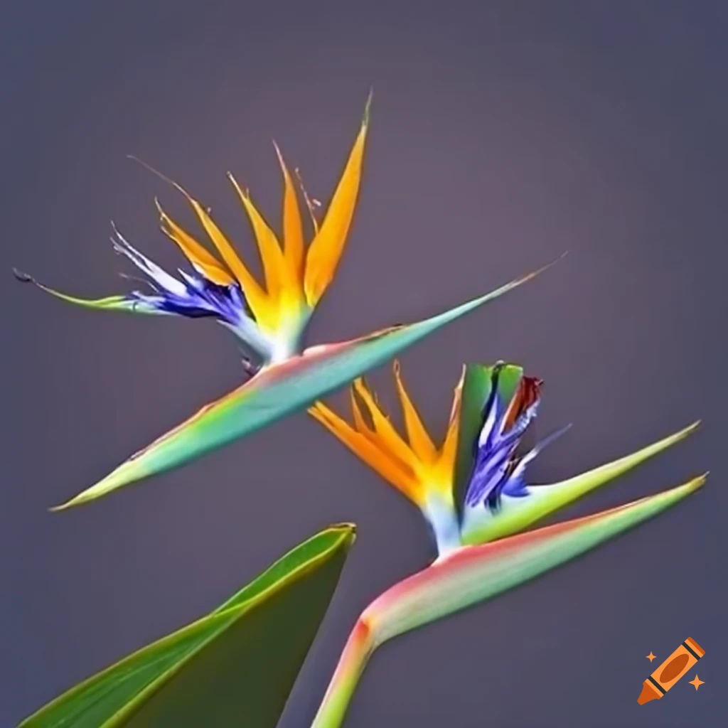 Vibrant bird of paradise flowers in bloom