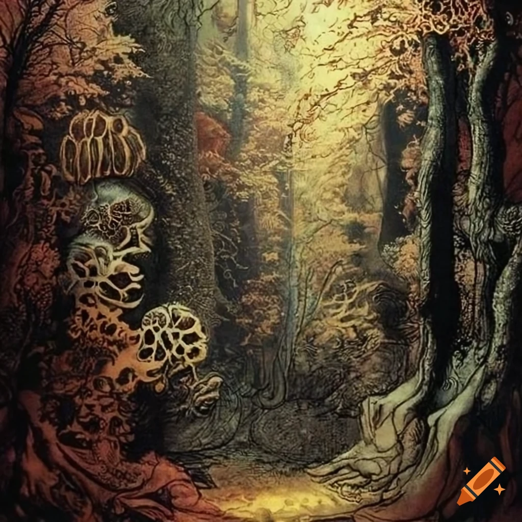 Rococo style artwork of a forest