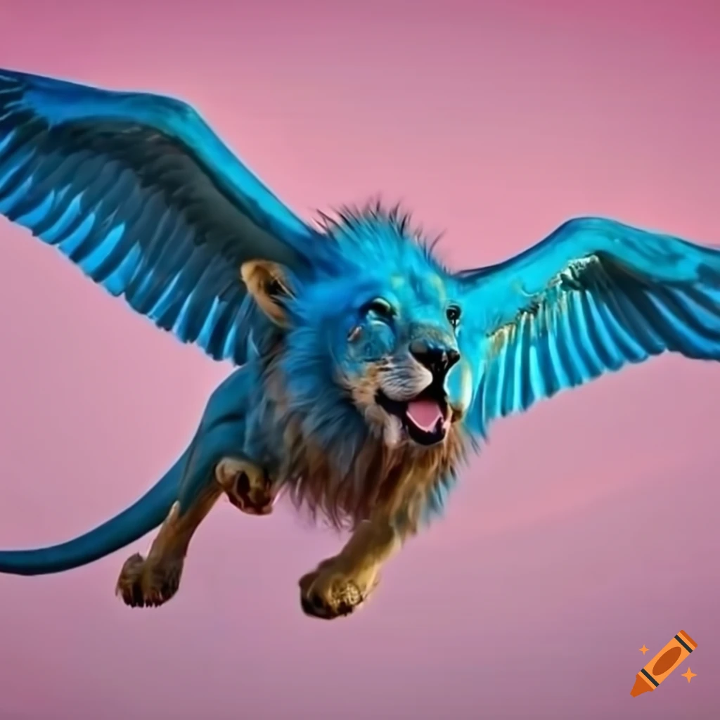 Lion made of dark blue slime with a teal slime mark on Craiyon