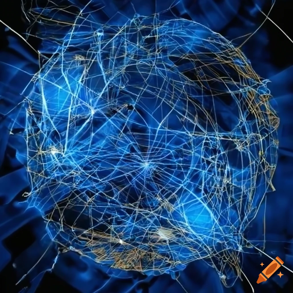 Blue 3d representation of neural network and favelas