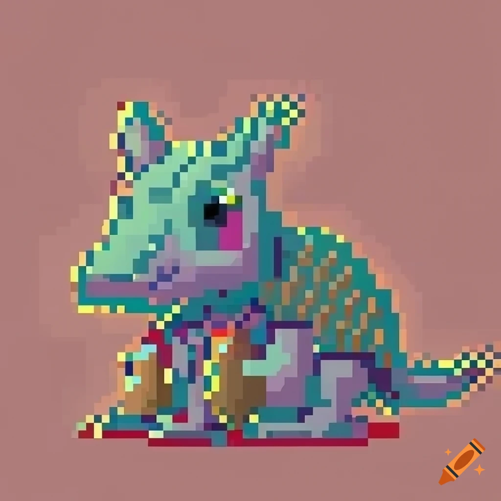 Retro pixel art of a baby armadillo on Craiyon