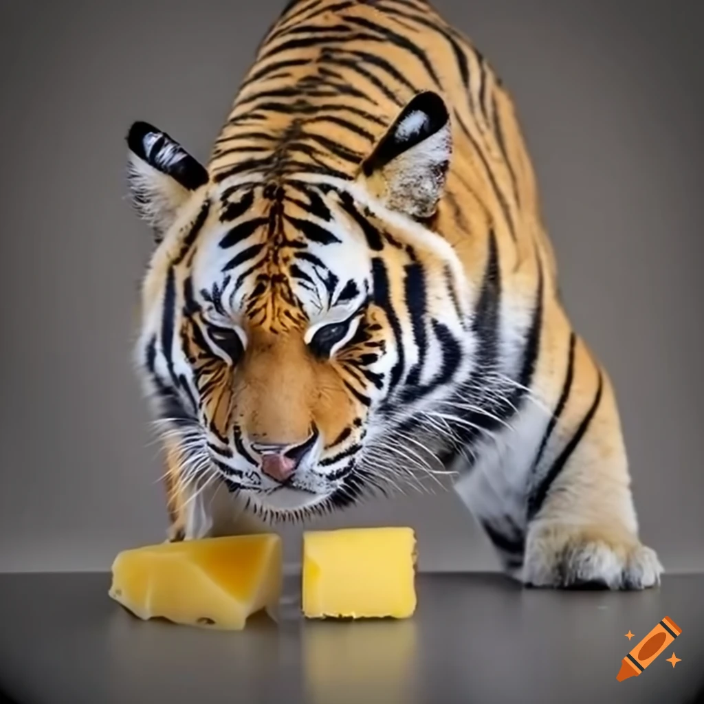 Tiger with a cheese pattern on Craiyon