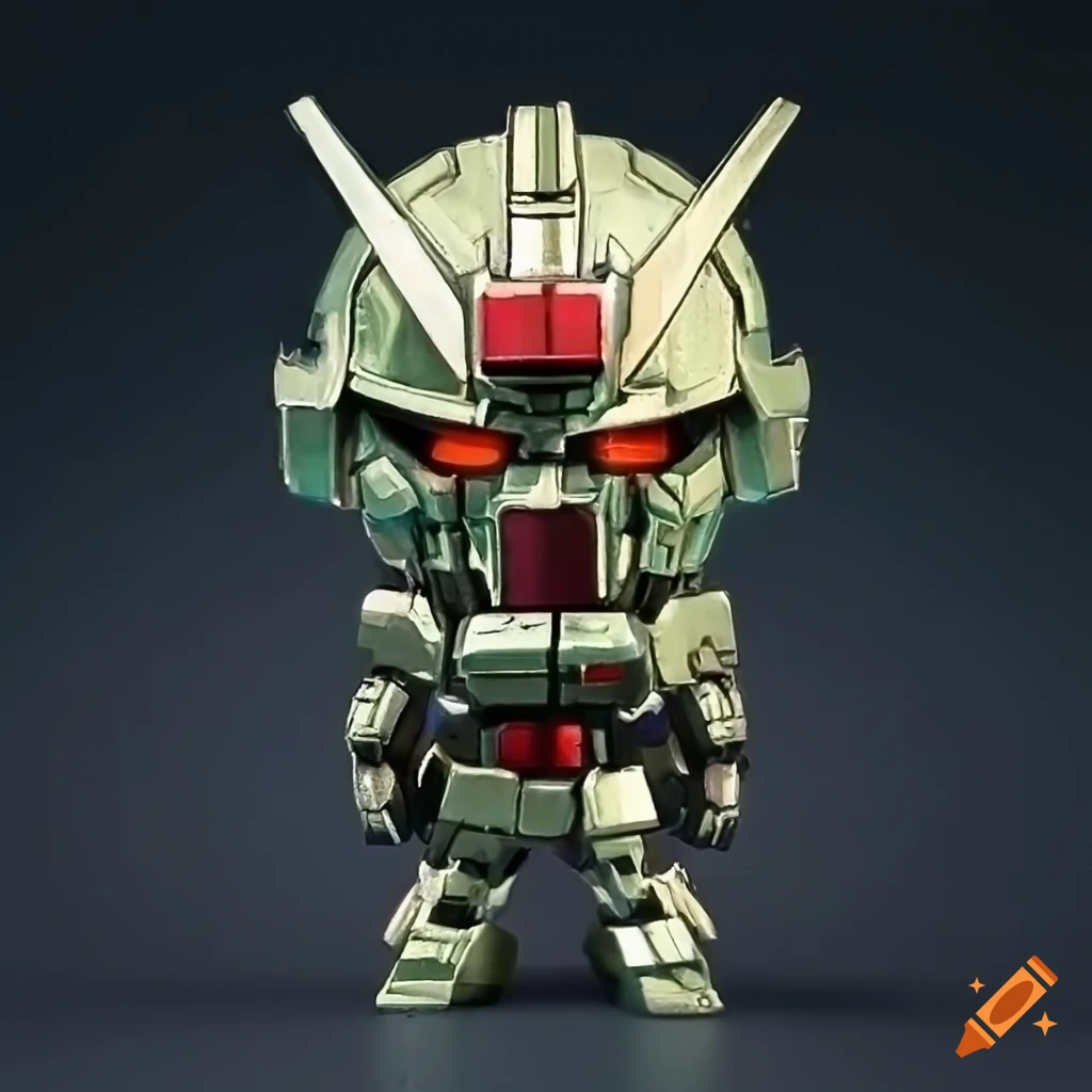 Metallic chibi robot with wings and armor on Craiyon