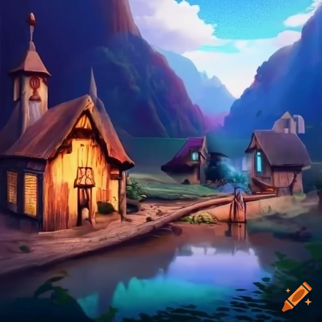 Fantasy village hidden in the forest on Craiyon