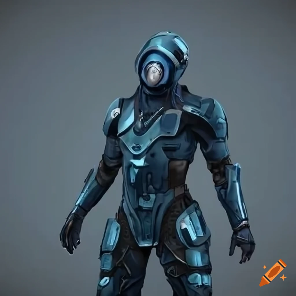 Dark blue biomedicine outfit with high-tech armor on Craiyon