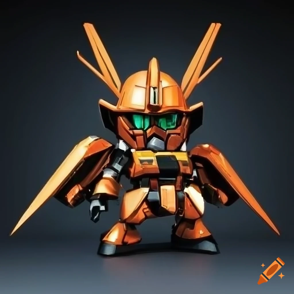 Black and orange chibi gundam robot on Craiyon