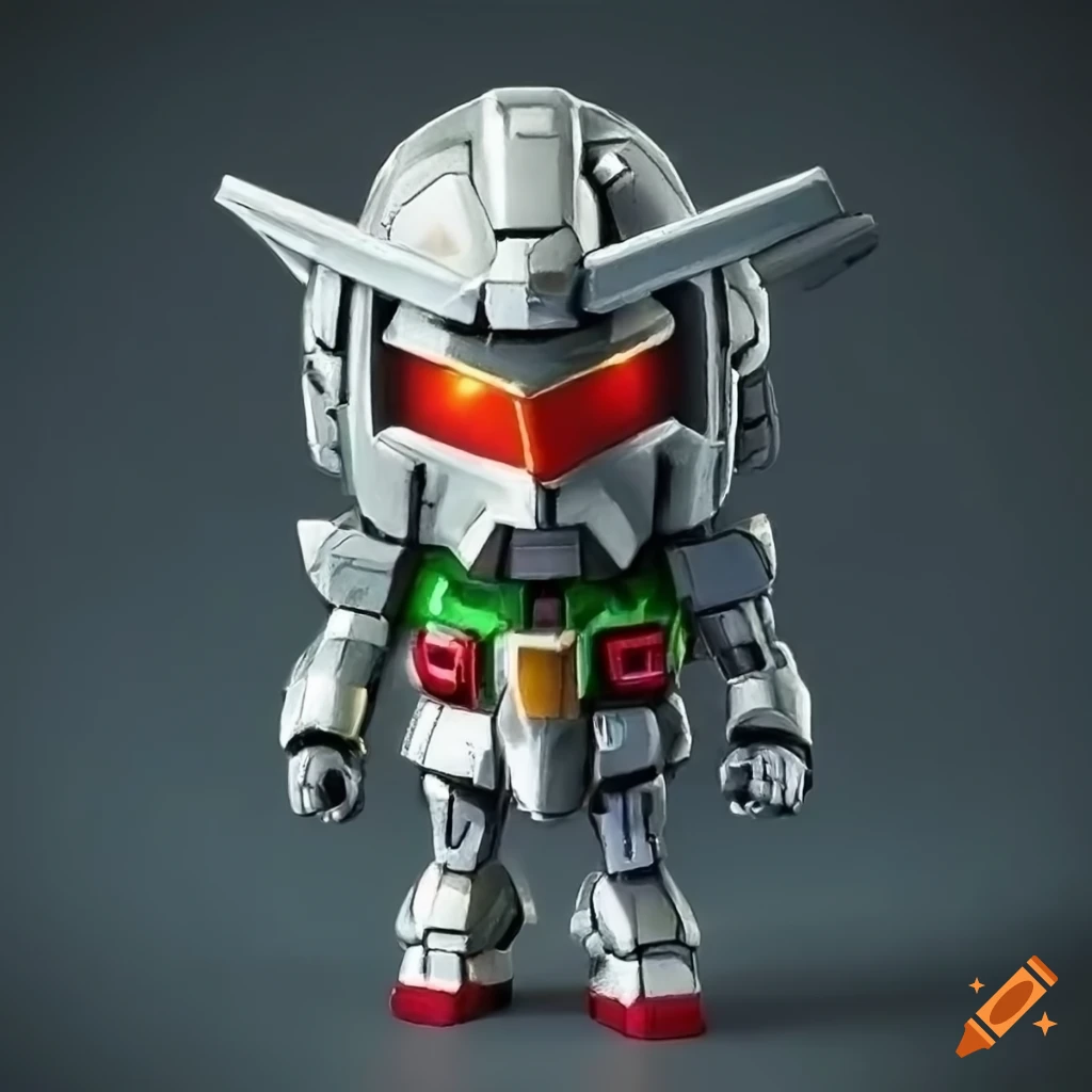 Metallic chibi gundam robot with wings on Craiyon