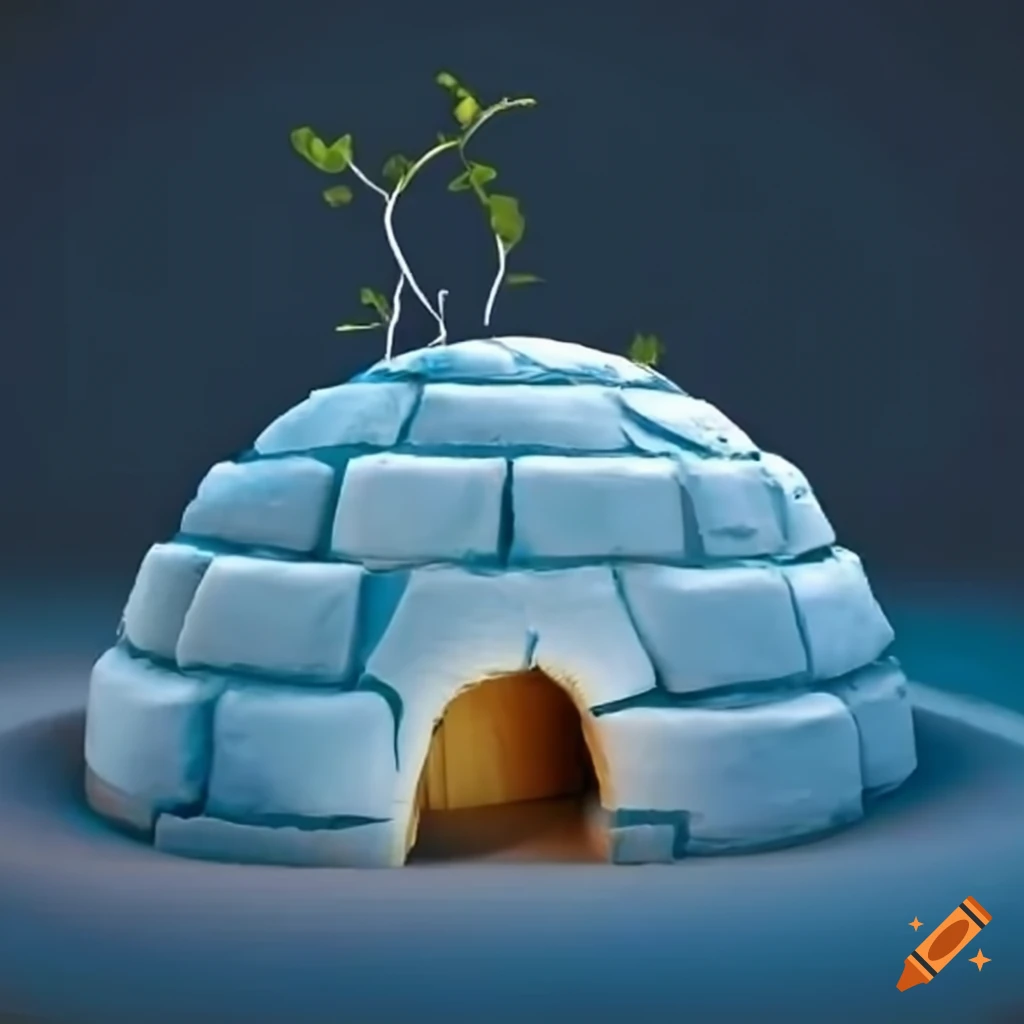Igloo with a tree growing on top on Craiyon