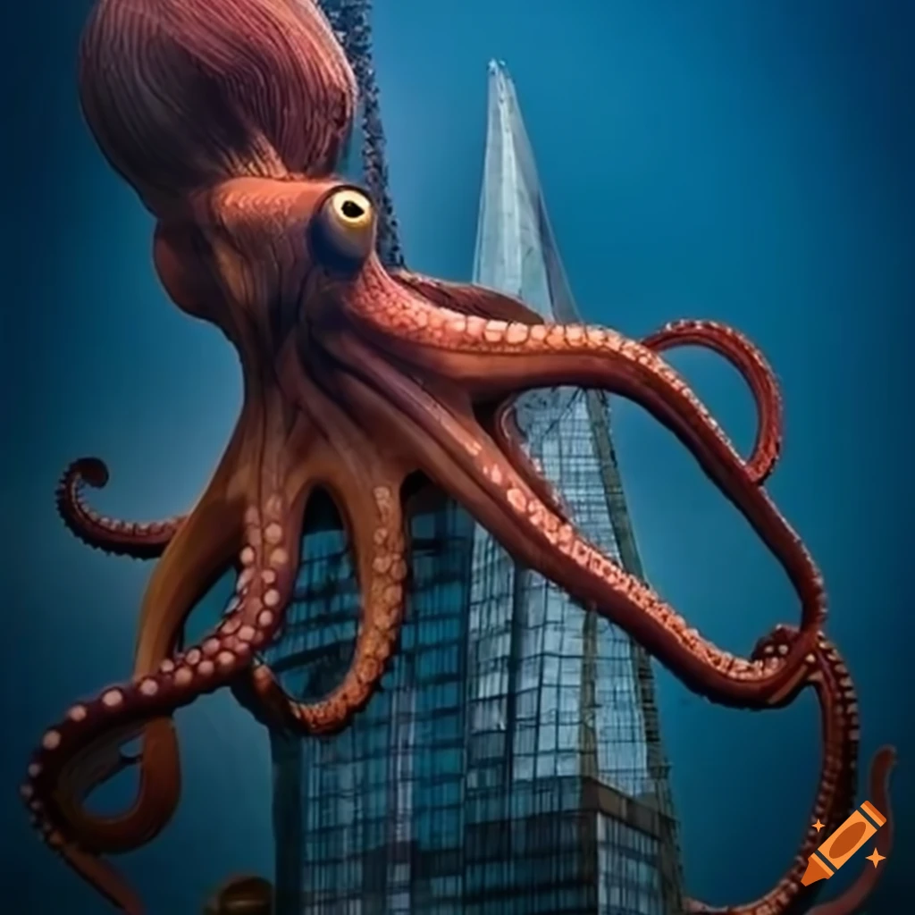 Artwork of a giant octopus tangled with a shard on Craiyon