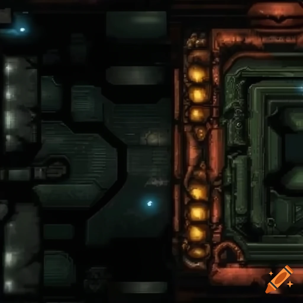 Creepy 2d game with alien and slimy tiles on Craiyon