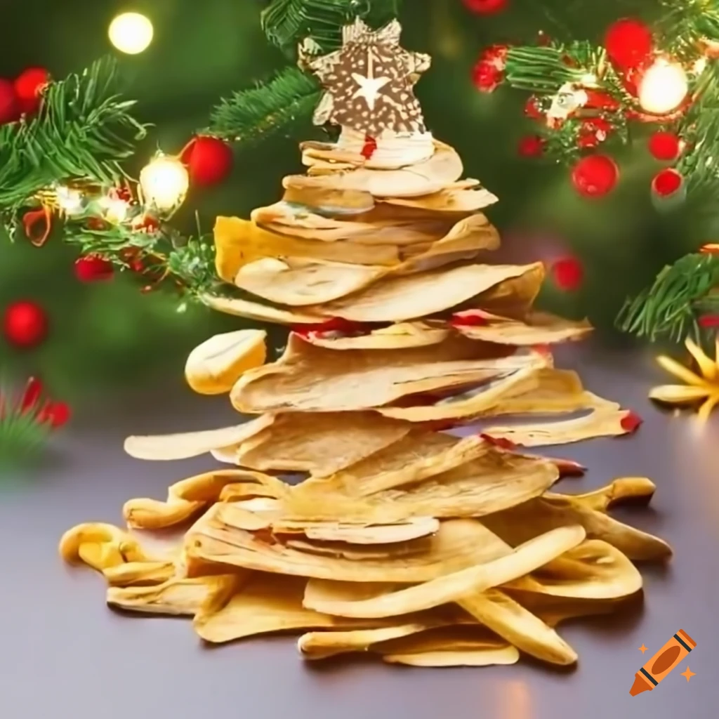 Christmas tree with chip decorations on Craiyon