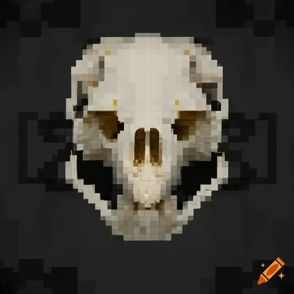 Realistic pixel art of a bison skull bone on Craiyon