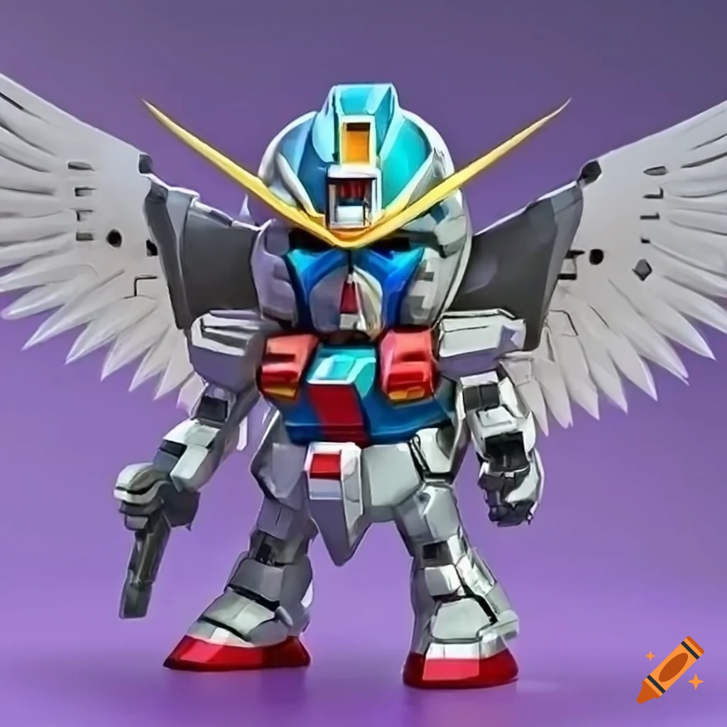 Metallic black and orange chibi robot with raven-themed armor on Craiyon