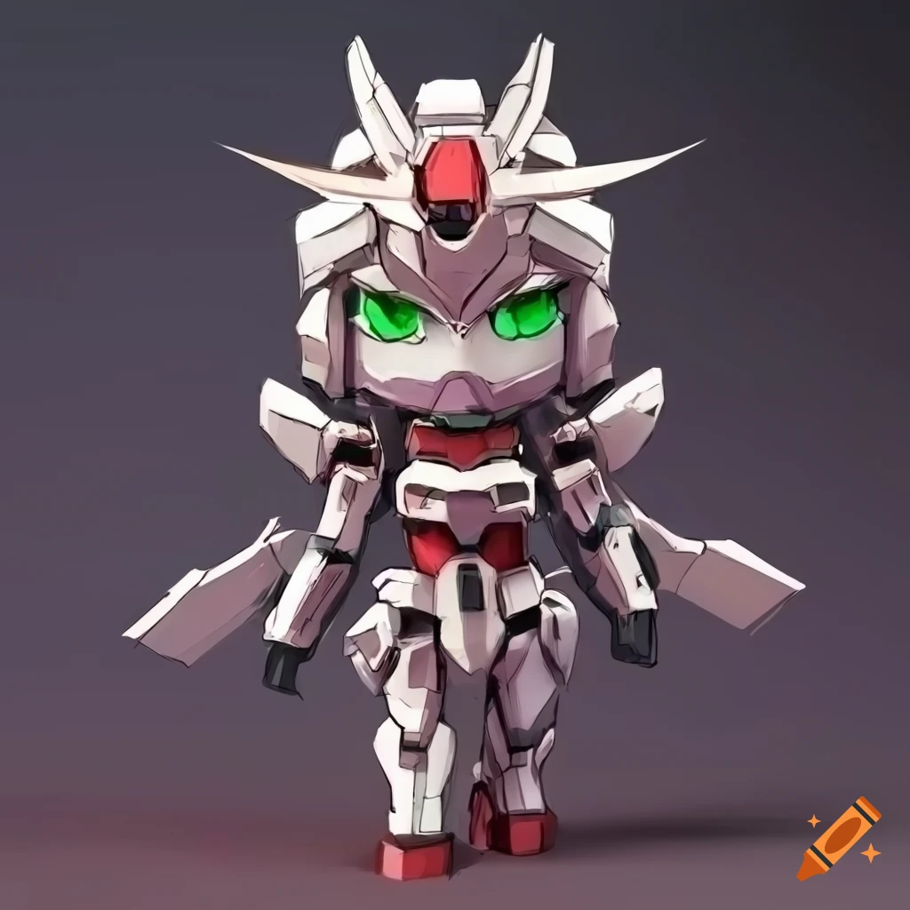 Metallic chibi robot with fox ears